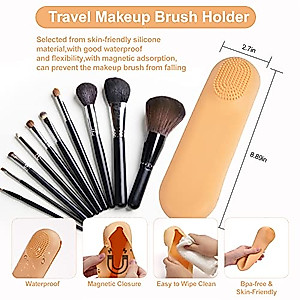 360 Rotating Makeup Organizer Set, Organizador De Maquillaje Perfumes, Clear Acrylic Cosmetic Display Cases, Spinning Cosmetic Storage Box for Vanity, with Makeup Brush Holder Travel Case Silicone