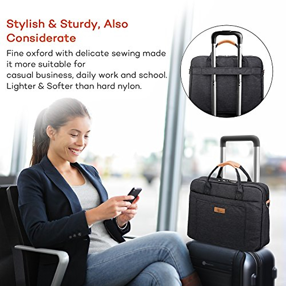 E-Tree Laptop Bag, 13.3 inch Shockproof Padded Laptop Case Briefcase Computer Bag Messenger Bag Work Bag 13-14 inch for Men Women Black