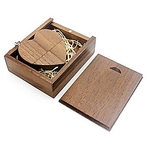 A Plus+ 10 PCS Eco Wooden USB Flash Drive 16GB Heart Shaped with Matching Box for Wedding Photography Valentine's Day
