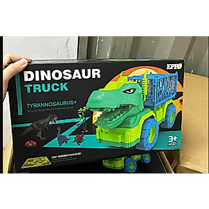 EPPO Dinosaur Truck Playset Toys for Kids 3-5, Large Tyrannosaurus Vehicle with 8 Jurassic Dinosaurs, Activity Play Mat, Dinosaur Eggs, Carrier Car Toys for 3 4 5 6 + Years Old Boys Girls Kids Gifts
