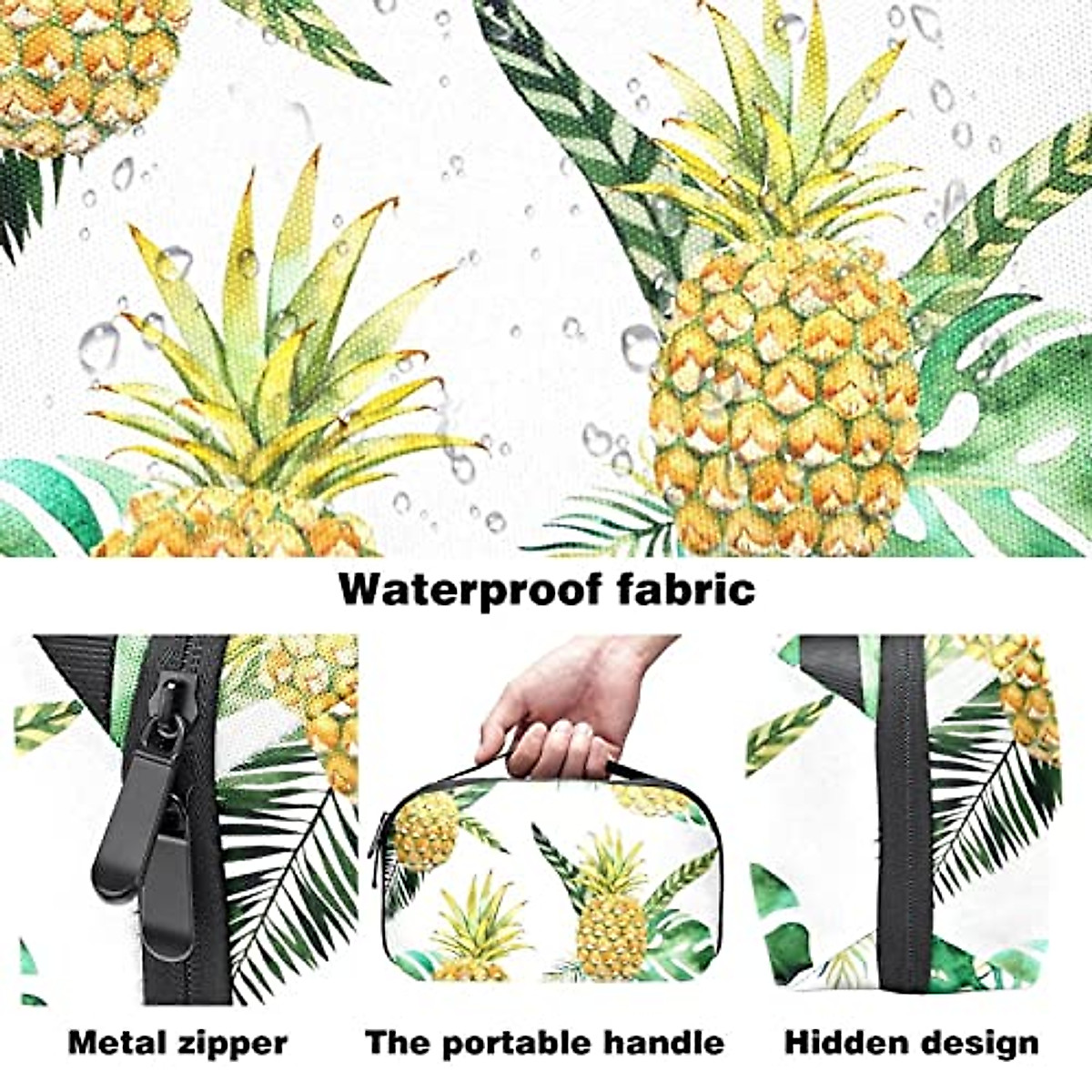 Travel Cord Organizer, Tech Organizer, Electronics Organizer, Cable Organizer Bag, Tropical Fruit Pineapple Palm Leaves Modern