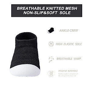 Infant First Walk Non-Skid Shoes Toddler Baby Boys Girls Soft Sole Fashion Breathable Knitted Mesh Socks Shoes Slip-on Sneakers Indoor Outdoor(BlackStripe,S)