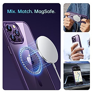 JUESHITUO for iPhone 14 Pro Max Case 𝟐𝟎𝟐𝟯 𝗡𝗘𝗪[Not Yellowing][MiL-Grade Protection][No.1 Strong Magnets]Magnetic Slim Clear Compatible with iPhone 14 Pro Max Protective Case 6.7inch, Deep Purple
