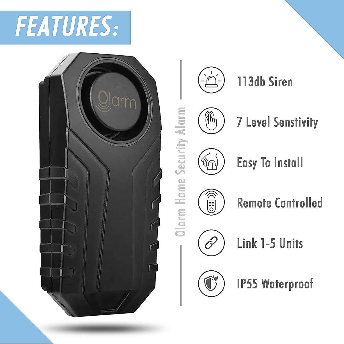 Door Alarm, Home Security with wireless remote. Shed, Garage, Lockup, Summer House. Alerts prior to entry or damage, Waterproof, Indoor/Outdoor 113db