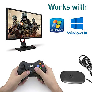 Wireless USB Gaming Receiver Adapter Compatible with Microsoft Xbox 360 Controllers, Desktop PC Laptop Gaming Adapter for Windows PC