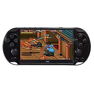 5.1 inch Multi-Function Retro Game Console Handheld Game Console 7700 Games Support Arcade/CPS/fc/SFC/gba/gbc/gb/sega Emulator Games can be archived with Rechargeable Lithium Battery (Black)