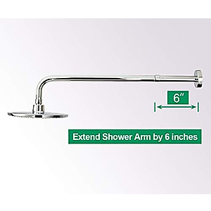 Shower Arm Extension, Shower Head Extender Water Outlet Lowers Existing Shower Head, Chrome Finish Made of Solid Metal by Purelux