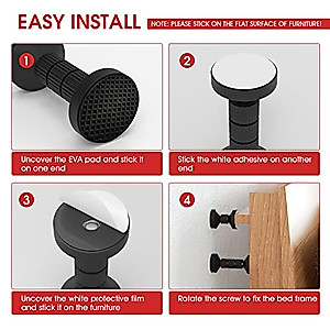 KARINA QURATZ 4pcs Bed Stoppers for Headboard Adjustable Threaded Bed Frame Anti-Shake Tool, Headboard Stoppers, Bedside Anti Shake Tool for Beds Cabinets Sofas(Black,46-120mm)