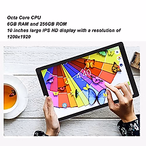 ASHATA 2022 Newest 10Inch 4G Network Tablet, 5G WiFi Tablet for Kids, 6GB RAM 256GB ROM Octa Core CPU IPS Display 3 Card Slots, Capacitive Touch Screen, Easy to Use for Seniors (US Plug)