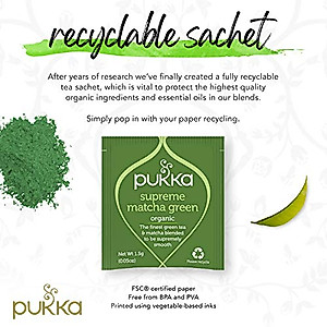 Pukka Supreme Matcha Green, Organic Herbal Green Tea with Oothu, Sencha & Suio Gang, 20 Count (Pack of 3)