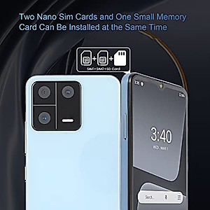 Dilwe M13 Unlocked Cellphone, 6.53in HD Screen Smartphone, 4G 5GWIFI Dual SIM Slots Mobile Phone, 6GB RAM 128GB ROM, Face Unlocking Mobile Phone for Android 12, M13-Blue, (Dilwe5pfckbais7)