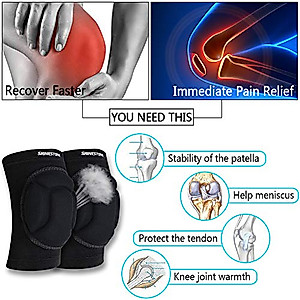 Shinestone Knee Protector, Protective Knee Pads, Thick Sponge Knee Pads Protector High Elastic Anti-Slip Collision Avoidance Knee Sleeves for Basketball and More Sports. (1 Pair) (08-knee pads,Large)