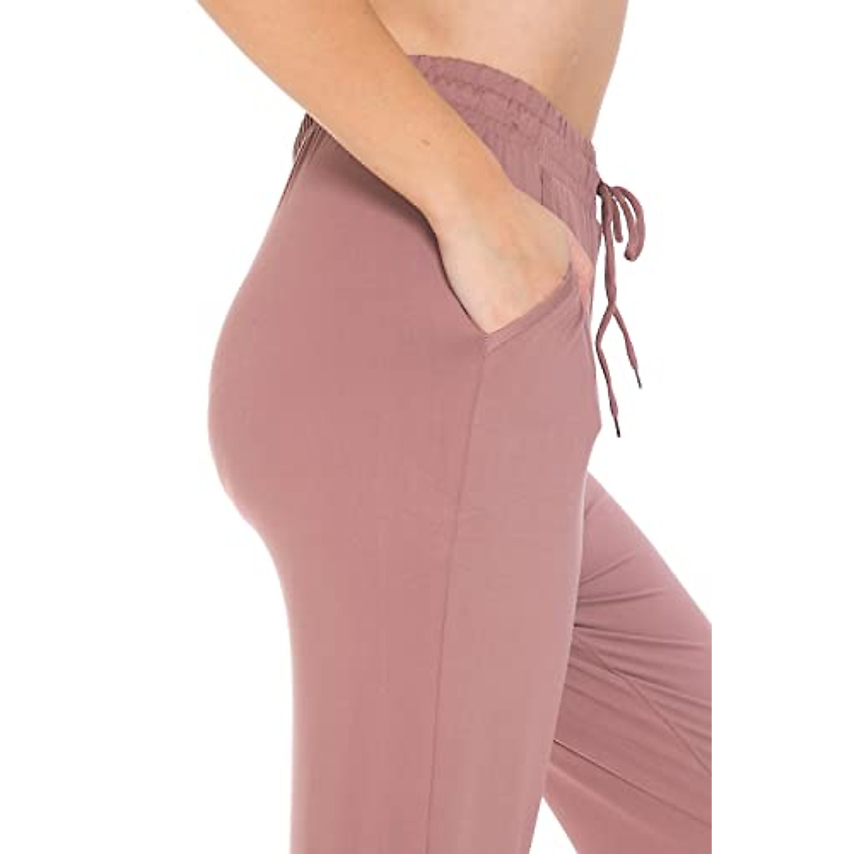 Leggings Depot Womens Relaxed fit Jogger Pants - Track Cuff Sweatpants with Pockets, Capri-Mauve, X-Large