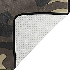 Linomo Area Rug Camouflage Green Camo Floor Rugs Doormat Living Room Home Decor, Carpets Area Mats for Kids Boys Girls Bedroom 60 x 39 Inches