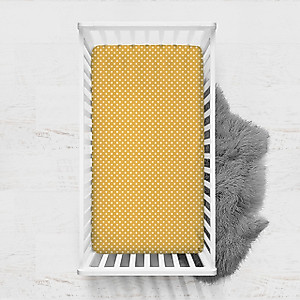 Bacati - Yellow Pin Dots Crib Fitted Sheet