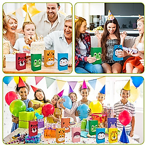 VGOODALL 54PCS Party Favor Bags, Animal Goodie Bags Paper Gift Bags with Stickers Treat Bags Return Gift Bags for Kids Birthday Party Supplies 4.7" x 3.1" x 8.7"