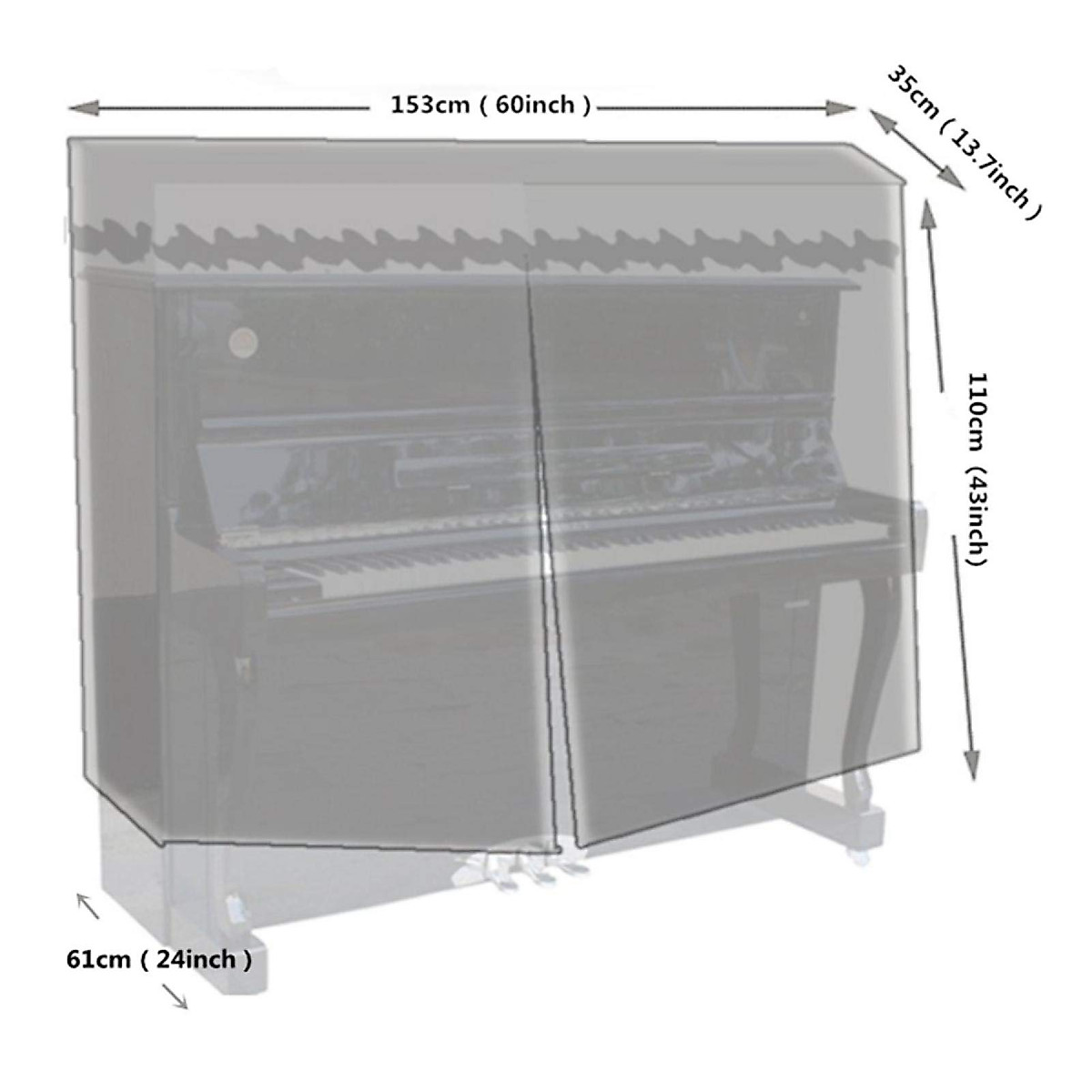 Omabeta Full Upright Piano Cover Piano Protector Waterproof for Home Storage Room, Full Piano Cover Cloth for Universal Upright Vertical Piano Upright Piano