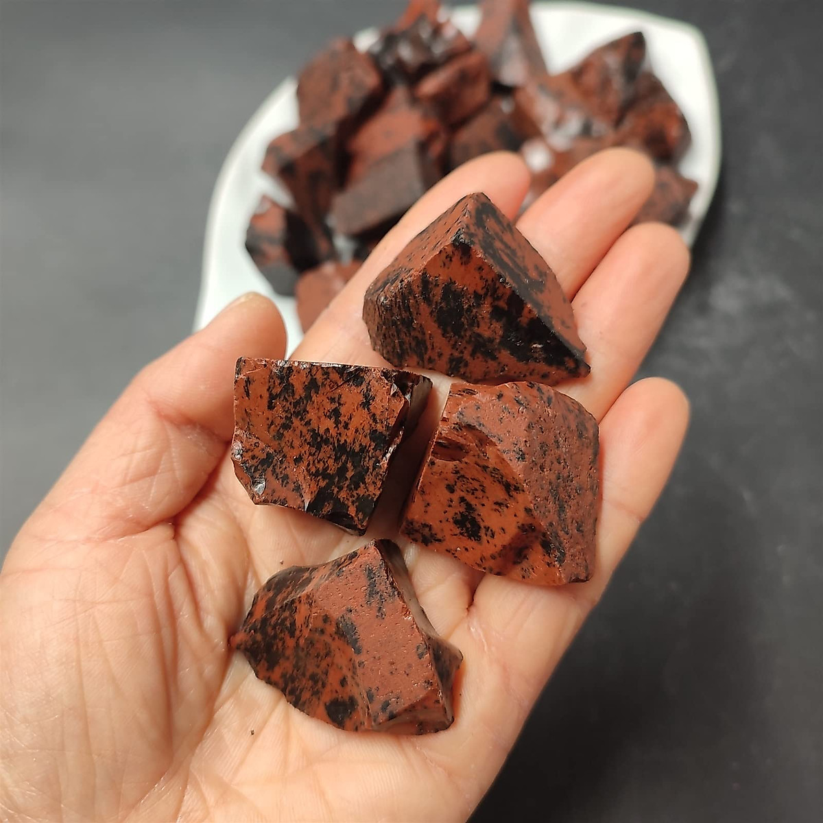 PEKMAR 100g Bulk Natural Raw Red Obsidian Rough Stone Quartz Crystals Rock Aquarium Home Room Decoration Pendant