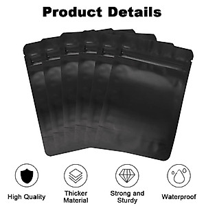 HMIEPRS HMIEPRS 120PCS Mylar Bags Matte Black, Smell Proof Bags Foil Packaging Pouch Stand Up with 120PCS Sticky Labels, Resealable Bags Coffee Bean for Food Self Sealing, Matte Black（Assorted Sizes）