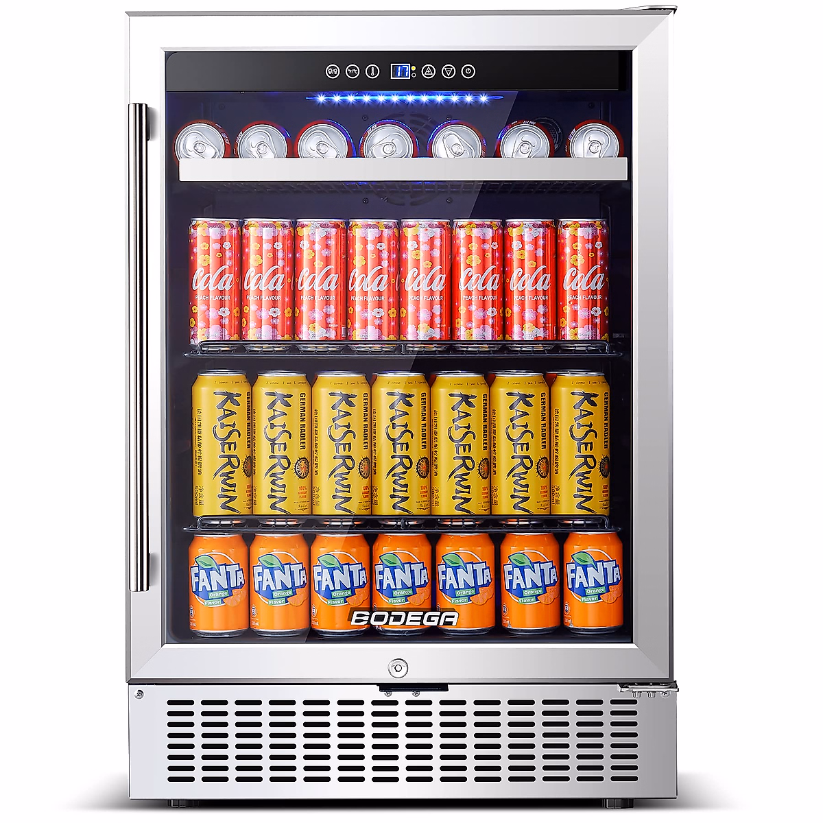 BODEGA Beverage Refrigerator 24 Inch, Under Counter Beverage Refrigerator, Built-in and Freestanding Beverage Cooler 180 Cans, Stainless Steel Under Counter Beer Fridge Perfect for Beer, Soda, Water