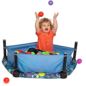Eezy Peezy 3 in 1 Folding Ball Pit and Bouncer - Ball Pit Tent and Trampoline with Handle - Ages 10 Months to 5 Years