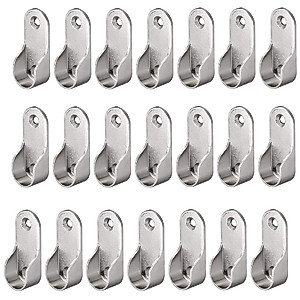 Eyech 40pcs Zinc Alloy Hardware Oval Closet Rod End Supports 16mm x 30mm Wardrobe Flange Bracket Holder