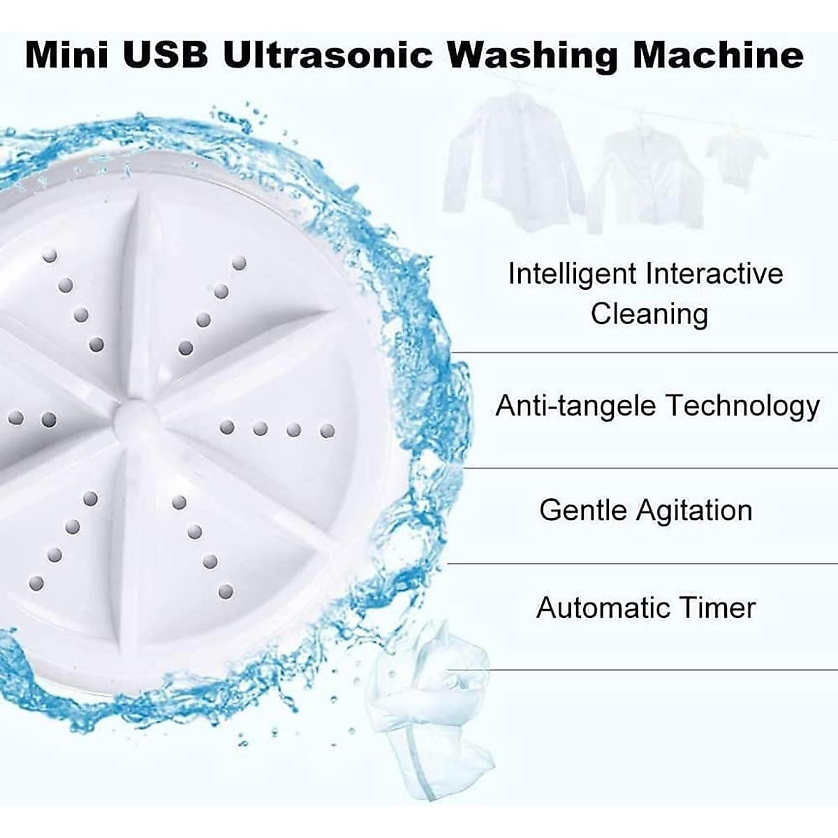 Mini Washing Machine Portable Turbine Washer,Portable Washing Machine with USB and Speed Control for Travel Business Trip or College Rooms (Speed Control Model), White, 1pack