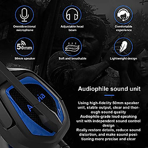 Anivia Gaming Headset Xbox One Headset with Noise Canceling Mic Over Ear Headphones Compatible with PC, PS4, Xbox One Controller MH602 Blue