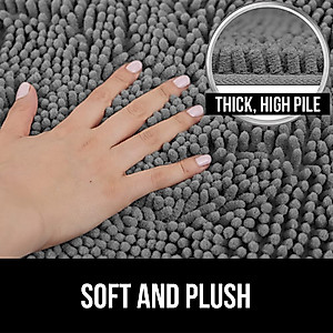 Gorilla Grip Bath Rug and Area Rug Set, Bath Rug Size 30 x 20 in, Shaggy Machine Washable Mats, Area Rug Set Size 22 x 19 x 15 in and 30x20, Absorbent Washable Mats, Both in Gray, 2 Item Bundle