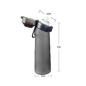 Airs up Bottle, 650 ml Drinking Bottle with Flavour, Airs Bottle Starter Set, with 7 Flavour Pods, Leak-proof Cup for Gym, Running, Outdoor, Water Bottle Sports Bottle (Black+ 7 Flavour Rings)