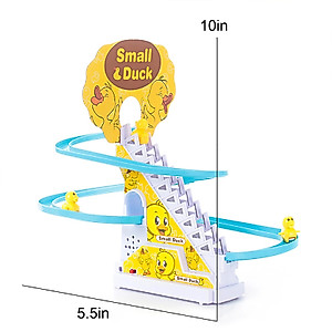 Fun Duck Climbing Stairs Track Toys Electric Music Slide Stair Climbing Toy with 6pcs Ducks Puzzle Assembly Toy for Kids Gift