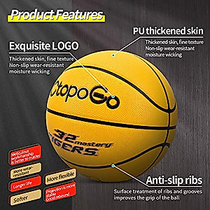 CtopoGo Basketball 29.5" PU Leather Street Basketballs Streetball for Indoor Outdoor Games, Official Size 7 Basketballs Training/Match Basketball (Yellow)