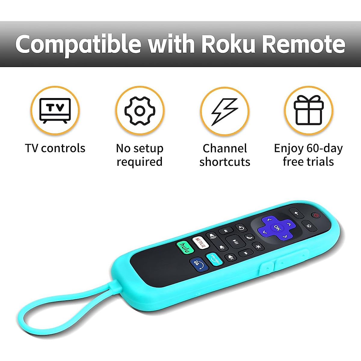 Replacement Remote Controls for Roku TV with Soft Protective Case,Compatible with TCL, Hisense, Onn, Sharp, Element, Westinghouse, and Philips Roku Series Smart TVs【Not for Roku Stick】【Pack of 2】