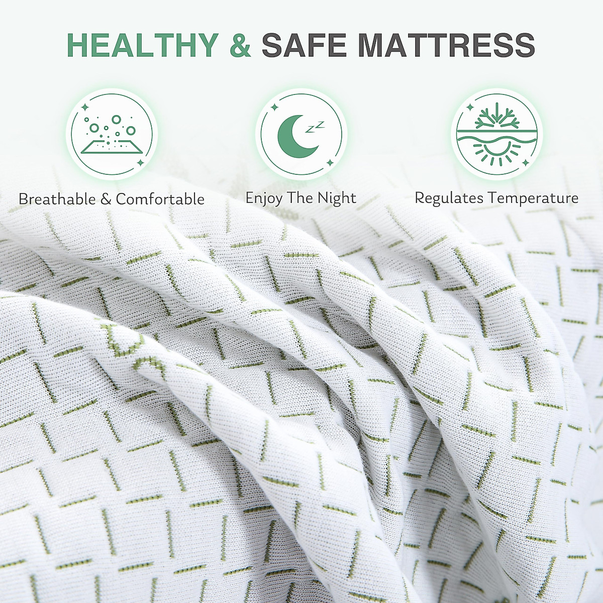 Dyonery 8 Inch Twin Memory Foam Mattress for Kids, Cooling Green Tea Gel Mattress in a Box, Rayon Mattress for Breathable Sleep, Made in USA, Certipur-Us Certified, Medium Mattress, 38x75x8”
