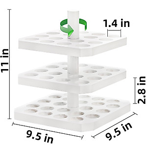Pumtus 3-Tier Spinning Paint Organizer Rack, 54 Bottles Wood Rotating Citadel Paint Holder, Craft Paint Storage Tower Shelf, Space Saving Display Stand for Ink Bottles, Tubes, Essential Oils