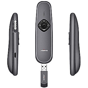 ASiNG Advanced Digital Laser Presentation Remote - Green Laser Presentation Pointers with Function of Spotlighting, Highlighting, Magnifying, Air Mouse and PPT Clicker (8G)