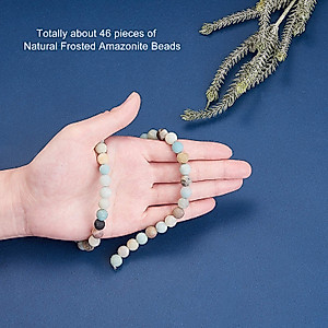 LiQunSweet 45 Pcs Natural Frosted Amazonite Semi-Precious Gemstones Stone Loose Ball Round Gems Beads Bulk for Jewellery Making DIY Material Supplies - 8mm