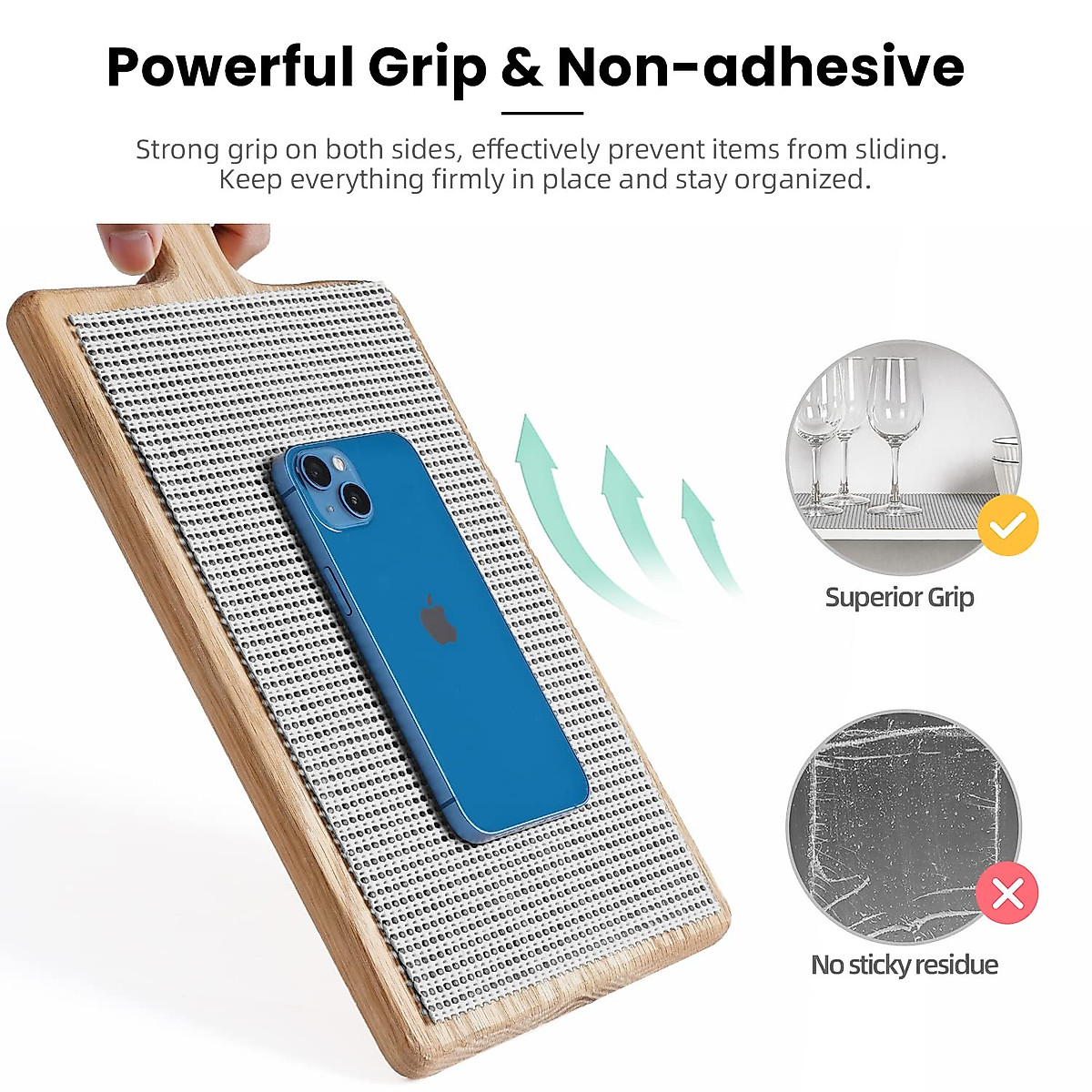 BAGAIL Drawer Liner, 12 in X 20 Ft Non-Adhesive Shelf Liners for Kitchen Cabinets, Thick Strong Grip Liners for Desk, Shelves, Bathroom Drawers, Cabinet Protection - LightGrey