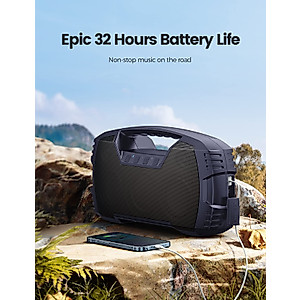 IPX7 Waterproof Bluetooth Speaker, 40W Portable Wireless Speaker, 32H Playtime, Stereo Loud Sound, Deep Bass, Outdoor Speaker with Handle, Bluetooth 5.0, Built-in Mic for Party,Pool,Beach-Navy Blue