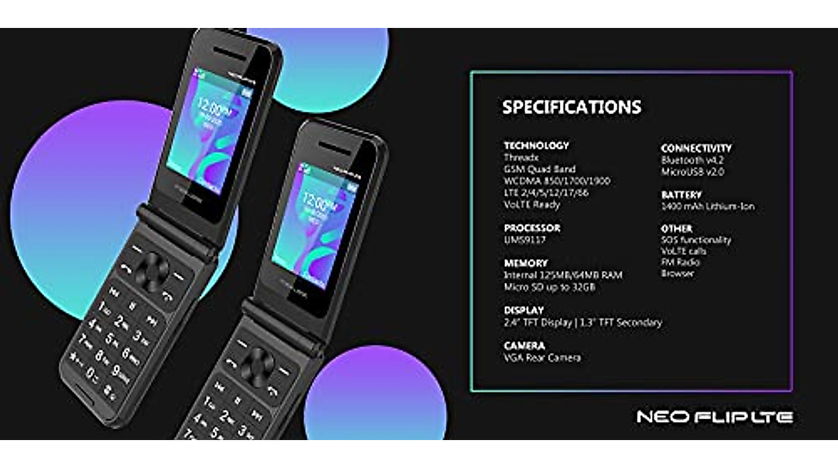 Maxwest Neo Flip Phone 4G LTE - Unlocked & Compatible