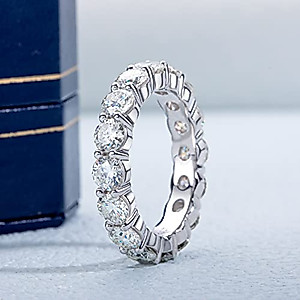 Yeesoth Moissanite Eternity Ring, 5cttw D Color VVS1 Lab Created Diamond 18K White Gold Plated Silver Engagement Wedding Bands for Women (9)