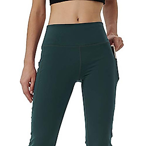 Keolorn Women's Bootleg Yoga Pants with Hidden Pockets Tummy Control Running Legging Long Bootcut (Green, 3X-Large)
