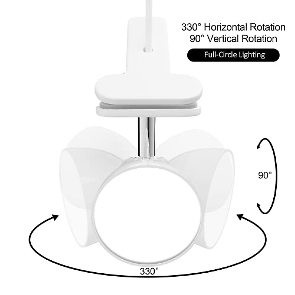 deeloop LED Clip on Light Book Reading 5W Super Bright 330° Rotation Clip on Lamp for Bed/Desk Lamp with Clamp White