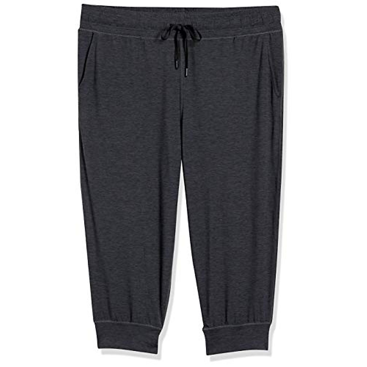 Amazon Essentials Women's Brushed Tech Stretch Crop Jogger Pant (Available in Plus Size), Black Space Dye, Large