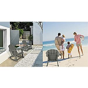 Adirondack Rocking Chair Outdoor Patio Rocker Adirondack Chairs HDPE Plastic Weather Resistant Lawn Chair for Porch Balcony Garden Beach Backyard Grey