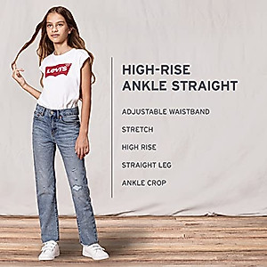 Levi's Girls' High Rise Straight Fit Jeans, Pyraminds, 8
