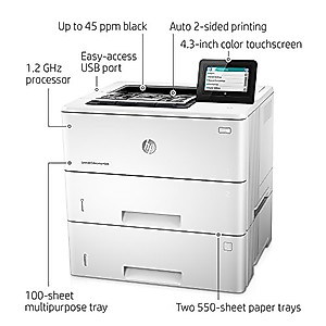 HP LaserJet Enterprise M506x Wireless Monochrome Printer, (F2A70A)