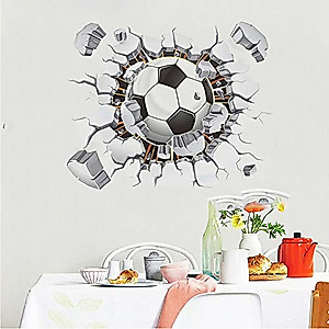 SITAKE 3D Soccer Stickers, 3D Wall Art Soccer Ball Stickers Decals for Kids Room, Football Vinyl Art DIY Sticker for Boys Bedroom Playroom Living Room Window Door Decoration, 19.7 x 24.3in