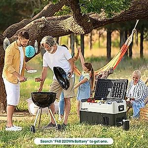 F40C4TMP 12 Volt Portable Refrigerator, 58 Quart Dual Zone Car Freezer, Independent Temperature Control -4℉ to 50℉, 55L Compressor Fridge, Camping, Travel, Trip, Vehicle, Home, 12V/24V DC & 110V AC