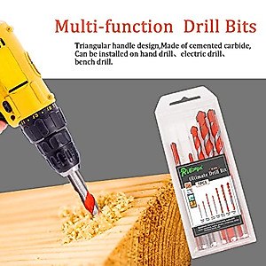 Ruibapa 7PCS(3/4/5/6/8/10/12mm) Orange Ultimate Drill Bit Multi-Function Twist Triangle Drill Bit with Tungsten Carbide Drill Bit for Concrete, Ceramic Tile, Glass, Wood and Plastic P-034